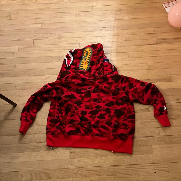 Bape | Shirts & Tops | Bape Red Camouflage Shark Hoodie | Poshmark